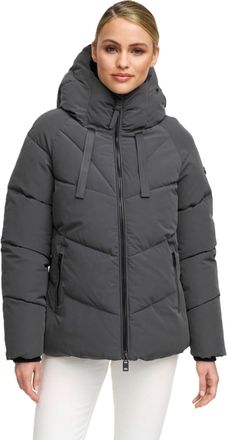 Marikoo Damen Winterjacke (XS-3XL) - gesteppt, mit fest integrierter Kapuze, 4 Taschen - N078 - Anthrazit Größe 3XL - Gr.3XL