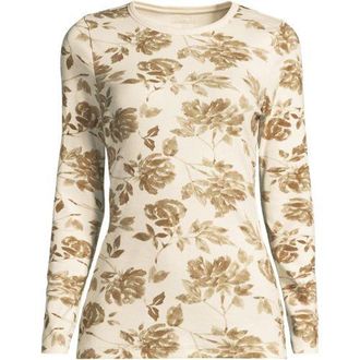 Lands End Langarmshirt aus mikrofeinem Baumwollripp, Damen, Gr&ouml;&szlig;e:40-42 regular, Wei&szlig;, Baumwolle/Elasthan, by Lands End