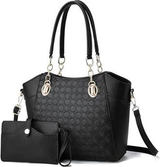 Nicole & Doris Sac a Main et Portefeuille Femme Sac Fourre Tout Moyen Cuir PU Sac &agrave; Main Bandouli&egrave;re Ensemble Sac D&eacute;paule pour Travail Shopping Voyage Noir