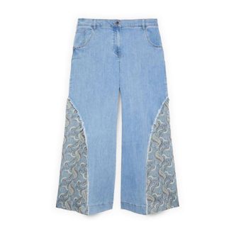 Fiorella Rubino Wide Leg Jeans mit Bandana-Einsatz - - Jeans - Damen - Blau - 3XL
