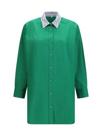 Loewe Womens Chemisier Cotton Dress Green