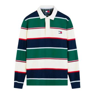 Tommy Jeans Polo Rugby Ray&eacute; Coupe D&eacute;contract&eacute;e - Homme - Tops - Vert - Taille: XS