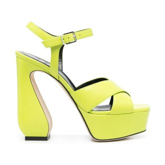 Sergio Rossi Gelbe Sandalen mit skulptiertem Absatz aus Kalbsleder - - Shoes - Damen - Gelb - 36 1/2 EU