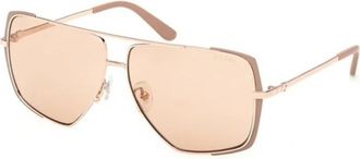 Guess Femme, Accessoires, Beige, Taille: 62 MM Oversized Metal Navigator Lunettes de soleil