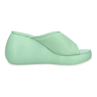 Casadei Femme, Chaussures, Vert, Taille: 37 EU Mules en cuir &agrave; talon compens&eacute; plateforme