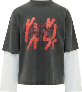 44 Label Group T-shirt Over Double - Homme - Tops - Noir - Taille: XS