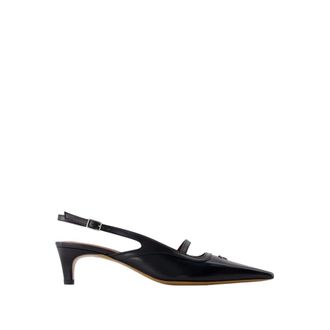 Maison Kitsun&eacute; Schwarze spitze Slingback-Pumps aus Leder - - Shoes - Damen - Schwarzk - 39 EU