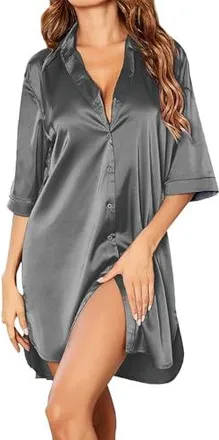 Generic Chemise De Nuit Femme Coton Été - Nuisette Cotton Lété - Robe De Pyjama Décontractée - Dress Ample - Manche Courte - Femme - Vêtement De Détente Antis