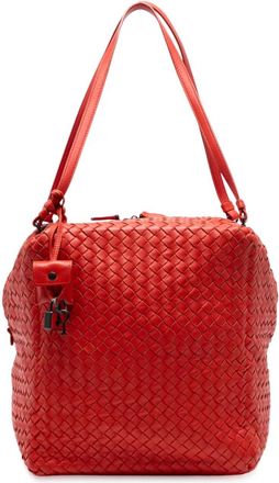 Bottega Veneta Hobo Bags - Nappa Intrecciato Cube Shoulder Bag - Gr. unisize - in Rot - für Damen