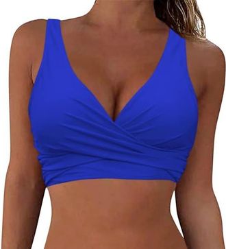 Generic Haut De Maillot De Bain pour Femme Push Up Sexy Hauts De Bikini Bretelles Chic Curvy Col en V Hauts De Maillots R&eacute;glables Soutien Gorge Swimsuit Tops 