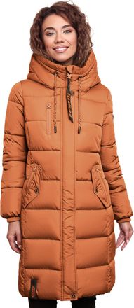 Marikoo Damen Wintermantel Winterjacke mit Kapuze Steppmantel B941 [B941-Yuik-Cinnamon-Gr.XL]