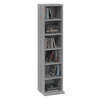Generic CD Regal, St&auml;nder, Aufbewahrung, Standregal, Medienregal, B&uuml;cherregal, B&uuml;roregal, Dekoregal, Aktenregal, 21x20x88 cm, Holzwerkstoff(Wei&szlig;) (Graues Sono