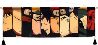 Coolchange Anime Rollbild mit Akatsuki Clan | Shippuden Kakemono | Akatsuki Wandbild | 120x40cm