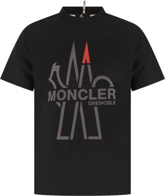 Moncler T-shirt en coton avec logo - Homme - Tops - Noir - Taille: L