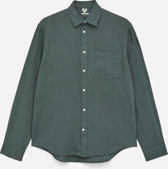 Arket Leinenhemd Mit Normaler Passform -Grün