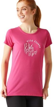 Regatta Breezed IV T-shirt à manches courtes en coton pour femme Motif flamant rose, rose