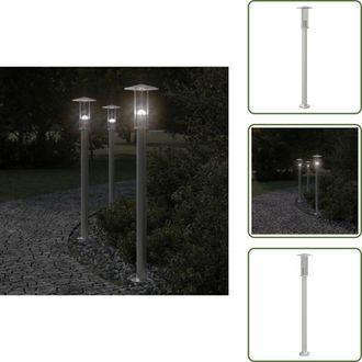 vidaXL The Living Store - Wegeleuchte Silbern 100 cm Edelstahl - Wegeleuchte - Edelstahl - Au&szlig;enstehleuchte - Gartenlampe - LED-Lampe