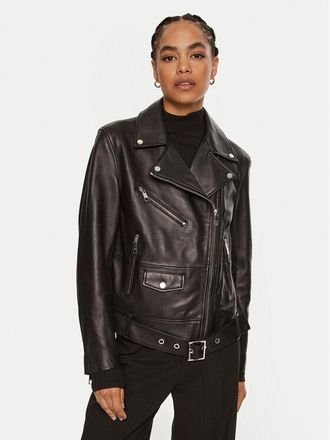 HUGO BOSS Lederjacke Safiyana 50518257 Schwarz Oversize