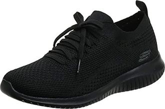 Skechers Womens Ultra Flex Statement Sneaker, Black/Black, 11 W US