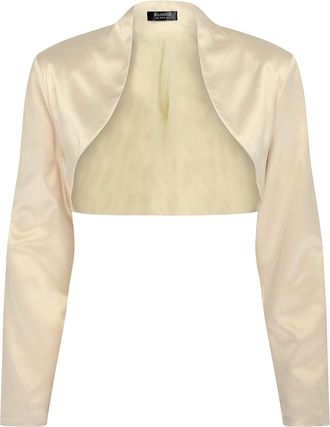 Bolerose formal Satin Langen Ärmel Bolero (Champagner, 5XL)