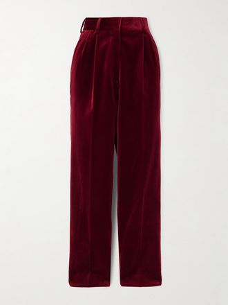 Blazé Milano Pantalon Droit En Velours De Coton À Plis Fox - Bordeaux