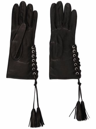 Manokhi gants &agrave; d&eacute;tail de la&ccedil;age - Noir