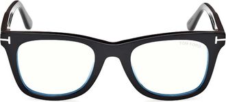 Tom Ford unisex, Accessoires, Noir, Taille: 50 MM Blue Block Square Opticals with Clip-On