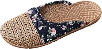 Generic Sandales ferm&eacute;es pour femme - Pantoufles d&eacute;t&eacute; en lin - L&eacute;g&egrave;res - Plates - Pantoufles creuses - Chaussures d&eacute;t&eacute; - Antid&eacute;rapantes - Chaussures de plage 