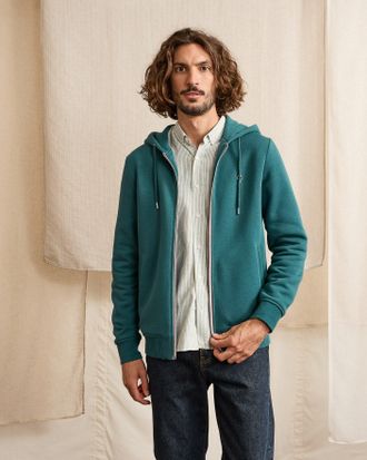 Faguo Sweat zipp&eacute; bleu canard