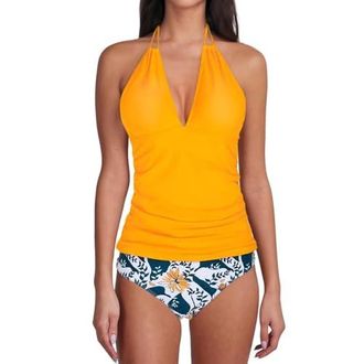 Generic Maillot De Bain Short Femme- Maillots De Bain Tankini pour Hauts De Tankini &agrave; Col en V avec Bas De Bikini Maillots De Bain Deux Pi&egrave;Ces