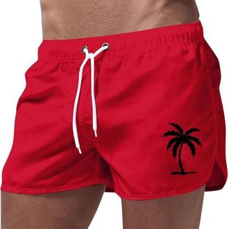 Generic Short de bain hawa&iuml;en &agrave; s&eacute;chage rapide pour homme avec poches, Rouge, 3XL
