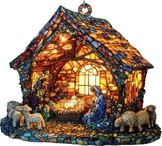 Generic Jesus-Fensterdekoration f&uuml;r den Innenbereich, Fenster-Sonnenf&auml;nger f&uuml;r Fenster | Stabile Fenster-Sonnenf&auml;nger aus Buntglas - Tragbare Garten-Sonnenf&auml;n