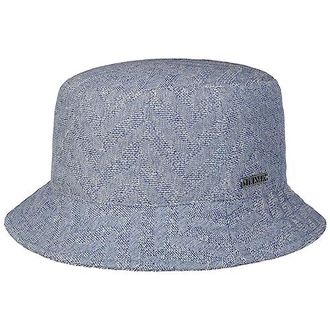 Stetson Chapeau Herringbone Cotton Bucket Femme/Homme - Made in The EU de Soleil dété en Coton Été Printemps-été - S (54-55 cm) Bleu