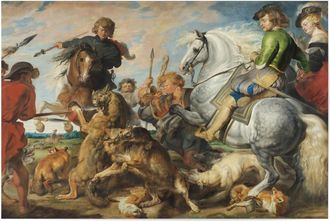 artboxONE Poster 30x20 cm Natur Wolf- und Fuchsjagd - Bild Peter Paul Rubens bildende Kunst Design