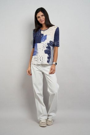 Seidel Moden Kurzarmshirt mit grafischem Muster und aus Viskose - MADE IN GERMANY