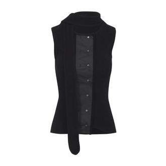 Christophe Lemaire Femme, Tops, Noir, Taille: 40 FR Haut Ajust&eacute; Asym&eacute;trique