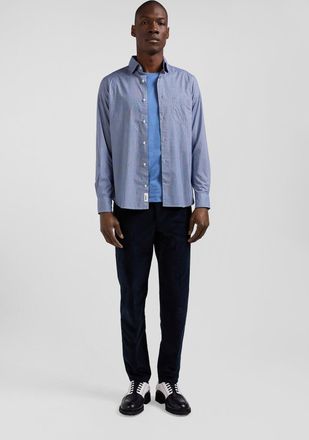 Eden Park Chemise En Popeline De Coton Bleu Imprim&eacute; Graphique Coupe Slim