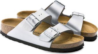Birkenstock Damen Arizona Silver, Birko Flor FLIP Flops, Silber, 36 EU