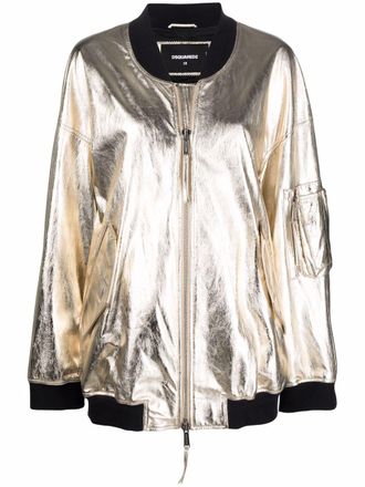 Dsquared2 veste bomber oversize &agrave; effet m&eacute;tallis&eacute; - Jaune