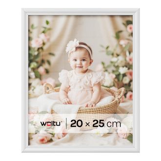 Woltu Bilderrahmen 20x25, Fotorahmen aus Massivholz und PS-Platte, Holzrahmen mit Passepartout, zum vertikalen oder horizontalen Aufhängen/Aufstellen, Poste
