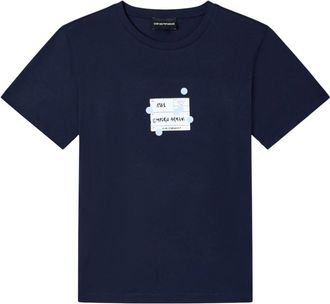 Emporio Armani Femme, Tops, Bleu, Taille: 38 FR T-shirt &agrave; imprim&eacute; graphique