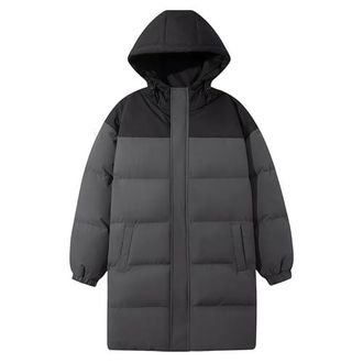 Generic Doudoune homme &agrave; capuche, manteau dhiver chaud, parka, v&ecirc;tement dext&eacute;rieur isolant pour temps froid, gris et noir, taille XX Large
