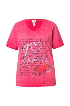 Ulla Popken T-Shirt T-Shirt Trachtenmotiv Classic V-Ausschnitt Halbarm