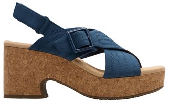 Clarks Damen Nerisa West Sandale, Navy Nubuck, 39.5 EU