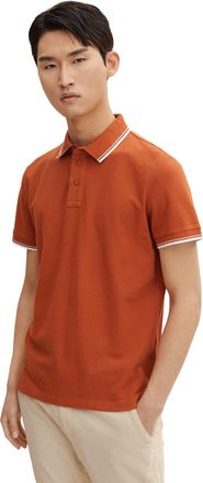 Tom Tailor Herren Piqué Poloshirt mit Streifen 1032270, 15095 - Dry Acorn Brown, S