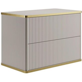 Vente-Unique Vente-unique - Meuble sous vasque suspendu stri&eacute; liser&eacute; dor&eacute; - Beige - L80 cm - keliza