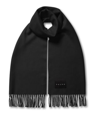 Falke Unisex Winter-Schal Basic Stola With Fringes U Sc Wolle schnelltrocknend warm 1 St&uuml;ck, Schwarz Black 3000, ONESIZE