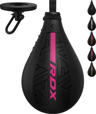 RDX Sports Boxbirne Maya Hide Leder Set, Speedball H&auml;ngend Mit Halterung, Punchingball Boxing Speed Bag, Geschwindigkeit Ball Boxen Training Trainingsger&auml;te Gym 