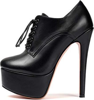 EDEFS Femme Bottines,Dame Ankleboot,Bottine Femmes Chaussures à Talons Hauts 6 Inch,Matte Noir EU44