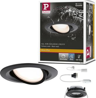 Paulmann 92460 Einbauleuchte Nova Plus IP65 schwenkbar rund max. 35W dimmbar 93mm Schwarz matt Alu Zink GU5,3 / GU10 - Ohne Leuchtmittel